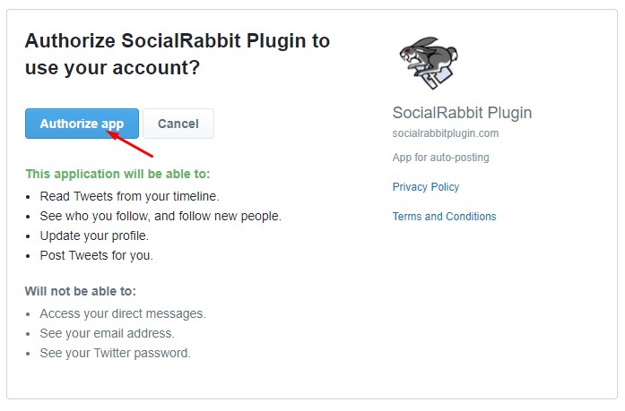 Twitter authorization For WordPress - Social Rabbit Plugin